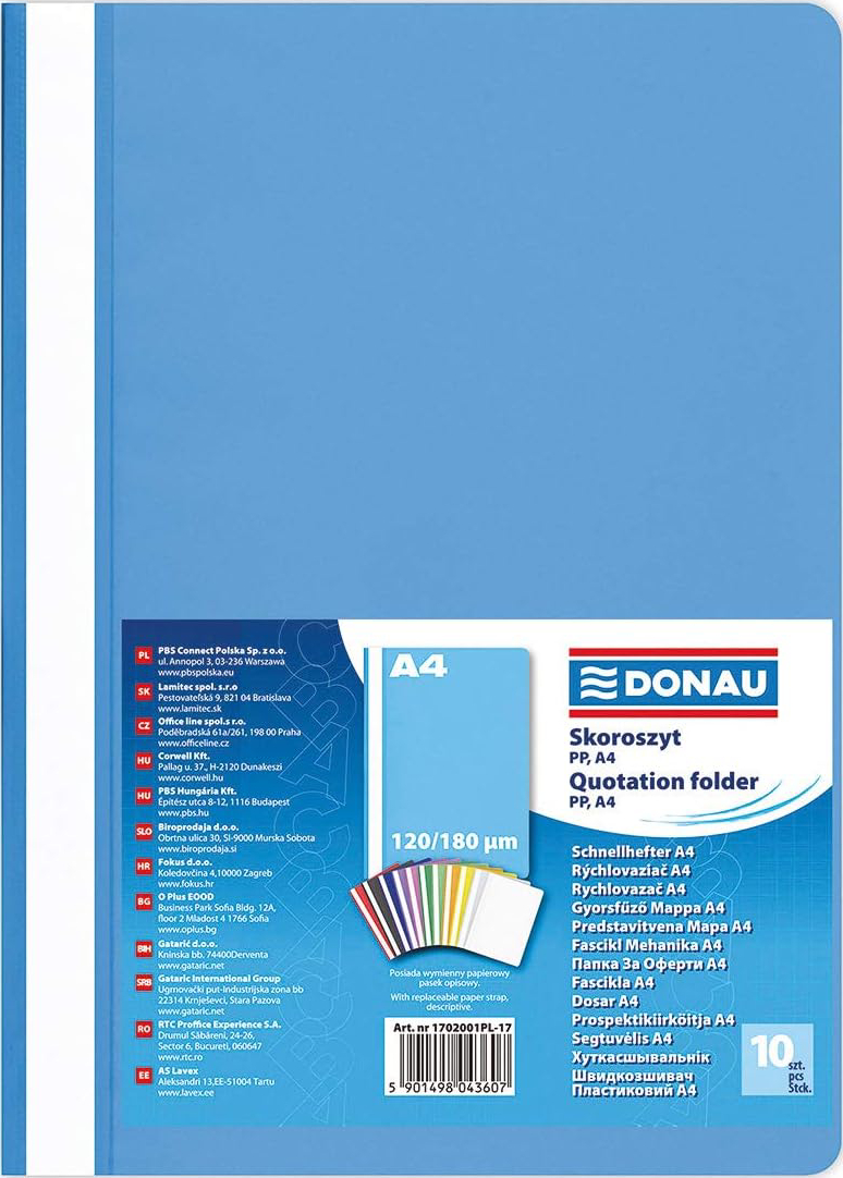 Скоросшиватель пластиковый A4, 120/180мкм, голубой Donau, PBS купить в Алматы | Kalam.kz